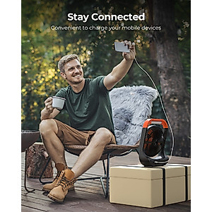 20000mAh Camping Fan with LED Lantern, 8 Inch Portable Tent Fan with 4 Speeds, Rechargeable Battery Fan for Fishing, Outdoor, Hurricane