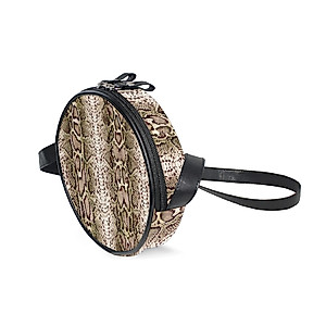 OTVEE Snake Print Animal Skin Crossbody Bag Small Canvas Shoulder Round Bag for Women