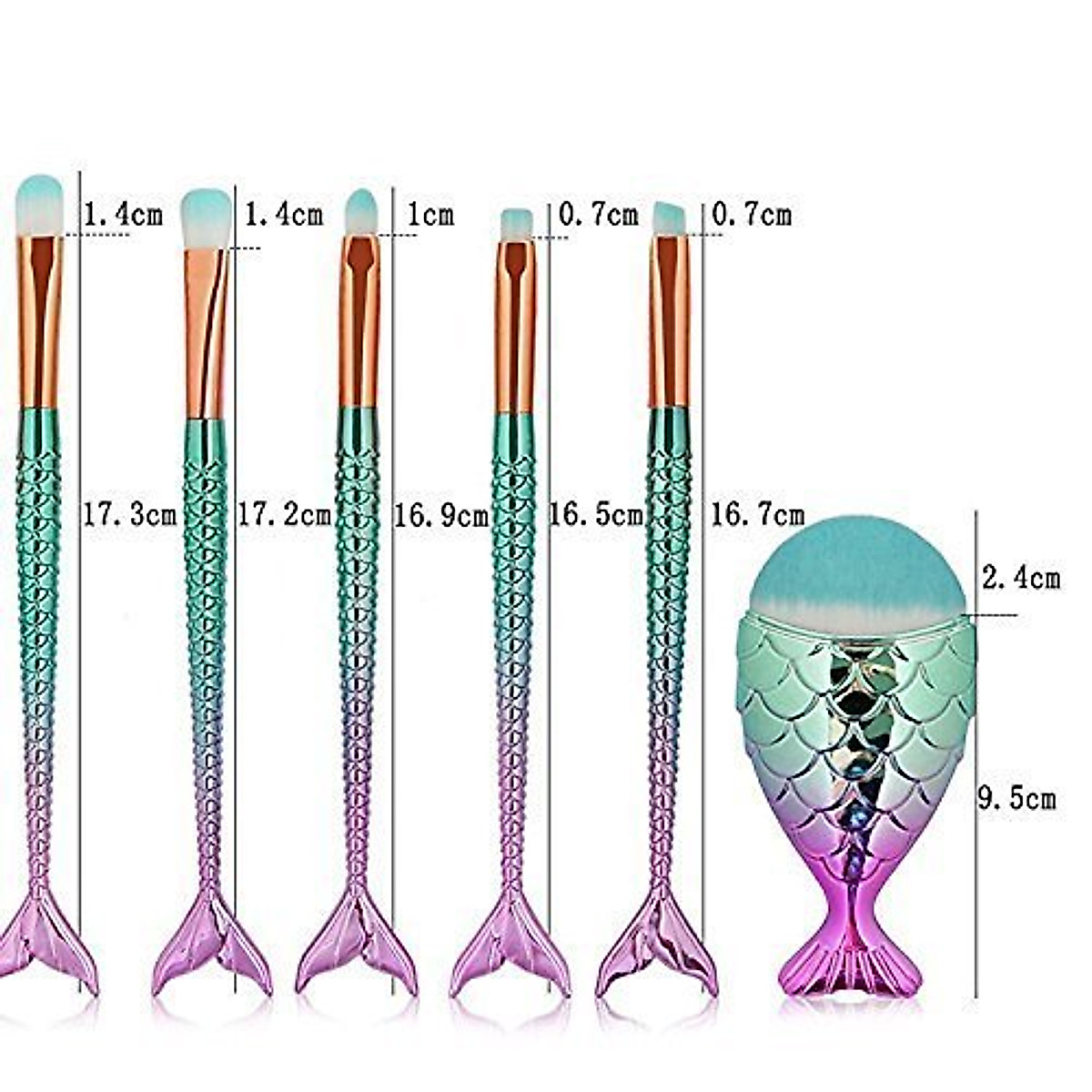 Makeup Brushes Set 11pcs 3D Mermaid Makeup Brush Cosmetic Brushes Eyeshadow Eyeliner Blush Brushes