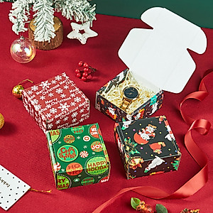 SNcek 4x4x2 Inch Small Christmas Gift Boxes, 24 Pack Christmas Shipping Boxes, Corrugated Cardboard Shipping Boxes for Small Business