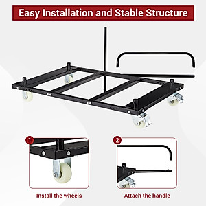 GarveeTech Folding Table Cart, 1500 LBS Heavy Duty Drywall Cart Steel Panel Truck with Wheels, Chair Cart Desk Trolley for Garage, Home, Office, Utility Tool Cart for Handling Lumber, Mattress