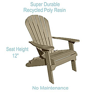 Phat Tommy Adirondack Chair - Poly Outdoor Furniture - Recycled, Composite, All Weather, & Folding - Heavy Duty Plastic Patio Seating, Weatherwood