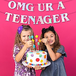 Generic Iridescent 'OMG UR A TEENAGER' Banner, 13th Birthday Party Decor for Girls, 13 Years Old Birthday Sign, Happy 13th Birthday Party Supplies