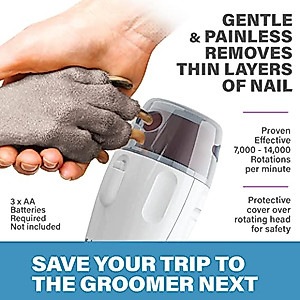 Bell+Howell Pawperfect Cordless Dog and Cat Nail Trimmer Rotating File with Safety Guard, 5000-7000 RPM's, Gentle and Painless Dremel Dog Nail Grinder w/ 3 Modes with 3 Replacement Rollers