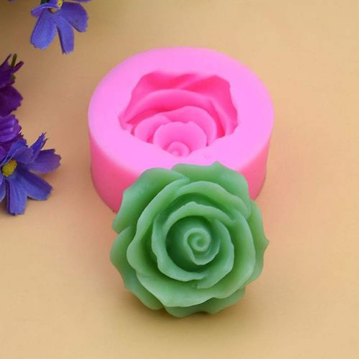 OBTANIM 2 Pcs Bloom 3D Rose Flower Fondant Silicone Molds for Chocolate Cake Soap Candy Pastry Candle Dessert (2 Size)