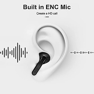 FEANS A3 True Wireless Earbuds Bluetooth 5.3 Headphones Noise Cancelling Waterproof Stereo Earphones with Microphone in-Ear Touch Control Headset with Deep Bass for iPhone, Android (Black)