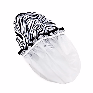 HOMESJUN Shower Cap, 3 Packs Waterproof Reusable Bath Caps for Women Hair, Double Layers Elastic Shower Hat Hair Protection