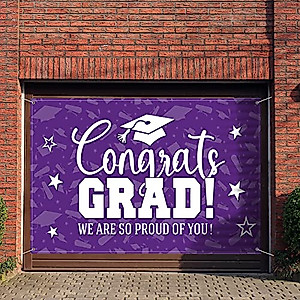 Graduation Decorations Graduation Backdrop Banner Class of 2023 Graduation Backdrop Grad Background for Graduation Party Photo Studio Props Decoration Sign Supplies, 72.8 x 43.3 Inch (Purple)