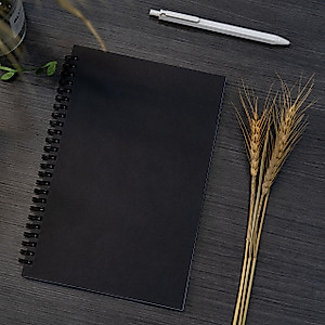 DSTELIN 9 inch x 6 inch, 100GSM, Blank Spiral Notebook, 3-Pack, Soft Cover, Sketch book, 160 Pages / 80 Sheets, (Black)