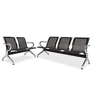 kinbor Office Guest Chairs - 5 Seat Reception Chairs Black Waiting Room Chairs Lobby Furniture for Office Airport Bank Clinic Salon