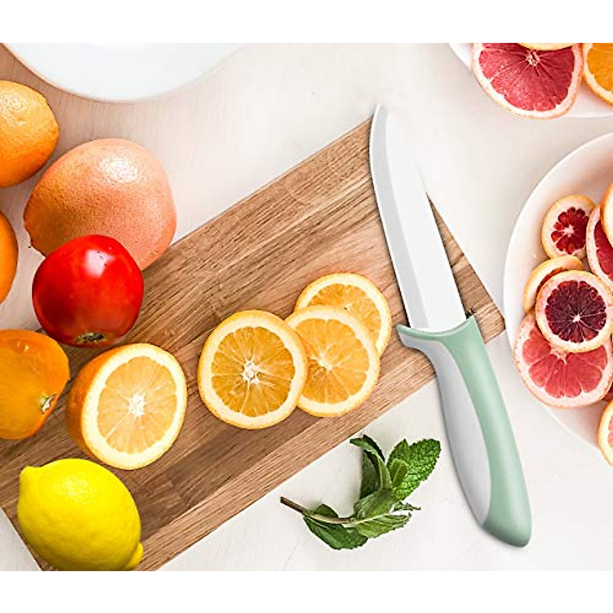 Premium Ceramic Knife 4 inches, Kitchen Paring Knife - Ultra Sharp Fruit Knife for Vegetable Food with Hippo Shaped Cover, Small Portable Pairing Knives Food knife with Sheath, Green, by Jonbyi