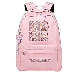 COSABZ Anime Anya Forger Backpack Cosplay Kawaii Backpack Schoolbag Mochila Bag With Pendant For Girls Pink (4)