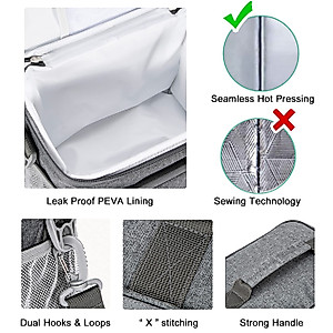 Voova Large Lunch Bag 12 Can (10L) Insulated Leakproof Soft Lunch Box for Adult Men Women, Collapsible Portable Small Cooler Bag Bento Lunchbox for Work Beach Picnic Camping, Grey