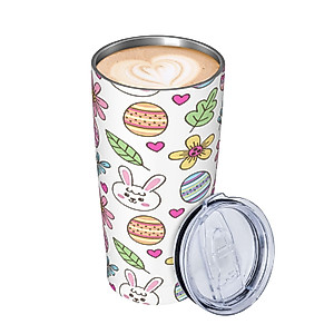 ayvcxui plants flower with easter eggs Stainless Steel Insulated Tumbler 20 Oz Water Bottle Coffee Mug Coffee Mug With Lid Straw Gifts