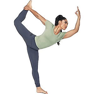 Workout Crop Tops for Women Short Workout Shirts for Running Gym Yoga Athletic Exercise Green