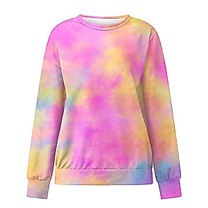 Stessotudo my orders placed Long Sleeve Tops for Women Casual Crewneck Graphic Loose Sweatshirt Lightweight Pullover Trendy Fall Shirts 2023 Pink M