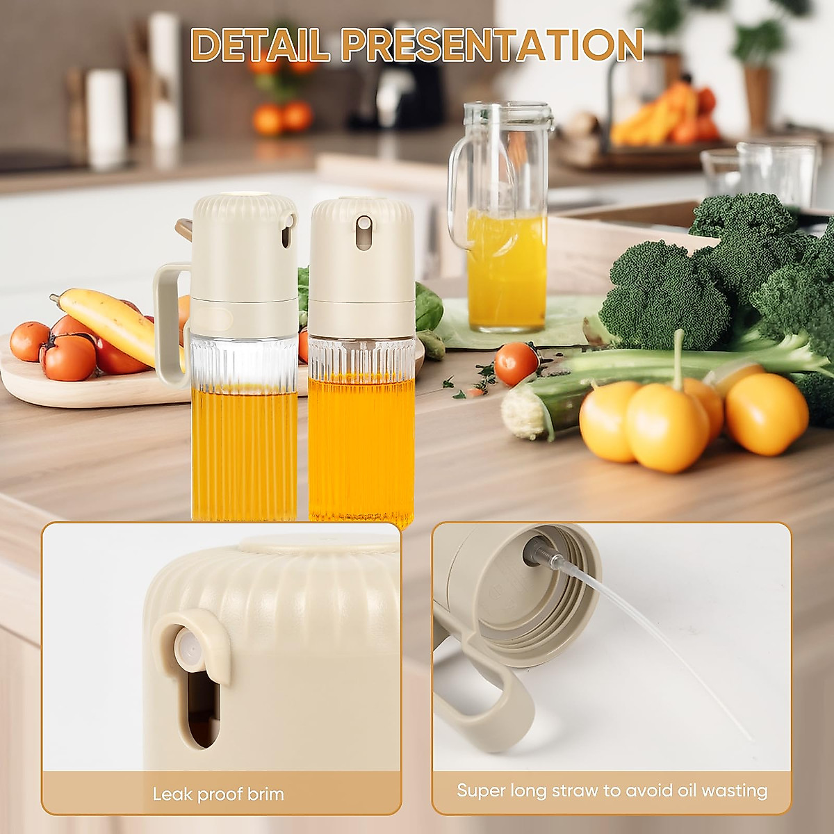 Garkup Oil Sprayer for Cooking, Oil Dispenser Bottle for Cooking in Kitchen Oil Sprayer with Delicate Mist for Air Fryer