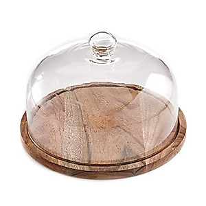 Royalty Art 4-in-1 Cake Stand with Dome, Cheese Board, Covered Platter, and Serving Tray for Pastries, Pies, Appetizers, and Holiday Treats, Decorative Kitchen Server and Display