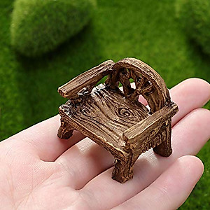 12 Pieces Fairy Garden Furniture Ornaments Miniature Table and Chairs Set Fairy Village Micro Resin Bench Chair for Dollhouse Accessories Home Micro Landscape Decoration (Vintage Style)