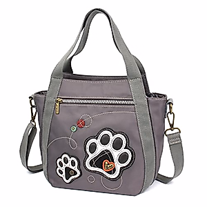 Chala Group Chala Handbags Paw Print CV Venture Mini Carryall Handbag, Crossbody Dog Lovers, Grey