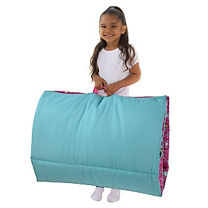 Disney Encanto Tropical Delight Pink and Aqua, Mirabel and Isabella Deluxe Easy Fold Toddler Nap Mat