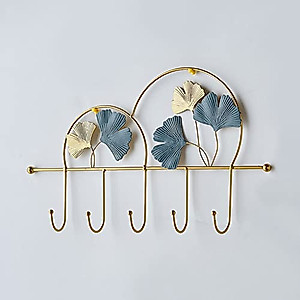 XDCHLK Wall Hooks Leaf Home Decor Kitchen Accessories Strong Adhesive Hook Key Hook Home Decoration Wall ( Color : Gray , Size : 46.5*5.5*28cm )