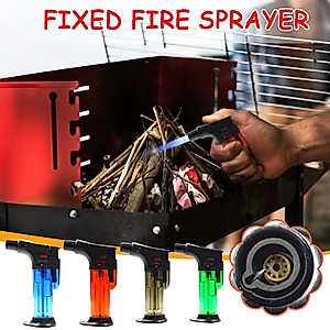 Kitchen Butane Blow Torch Lighter For Cooking , Refillable Jet Flame Torch with Base for Free Standing Cooking Food Torch Windproof for Chefs Fire Log Candle Fireplace Grilling (blue)