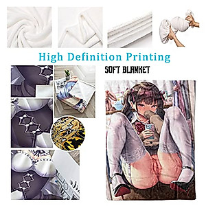 Fleece Throw Blanket, Sexy Anime Waifu Ecchi Girl Soft & Breathable Fleece Blanket, Throw Blanket for Bed, Sofa, Couch, Travel, Camping, 40x50 inches