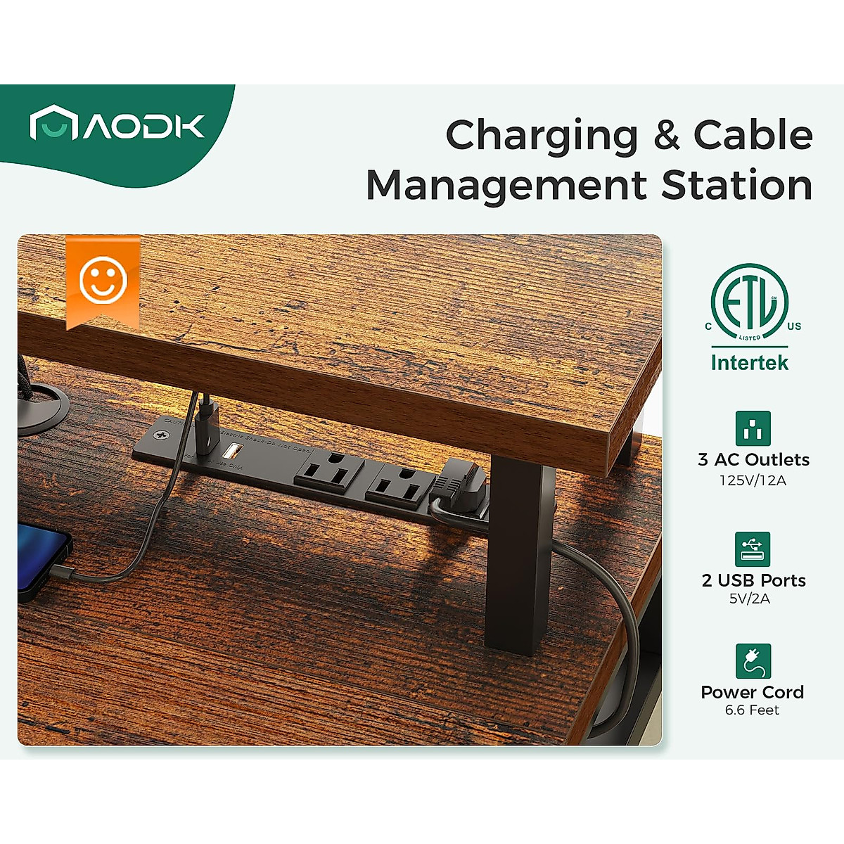 AODK Electric Standing Desk with Drawers, 55 Inch Height Adjustable Gaming Desk with Power Outlets & LED Lights, Sit Stand Table with Monitor Stand for Home, Office, Workstation, Rustic Brown