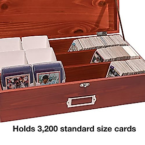 Excello Mahogany Wooden Card Collection Storage Box for Sports Cards, CCGs, and TCGs