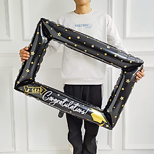 Enanal Graduation Balloons, 6pcs Large Size Photo Frame Cap You Did It Trophy Foil Balloons for Graduation Party Supplies Mylar Balloons Party Photo Props