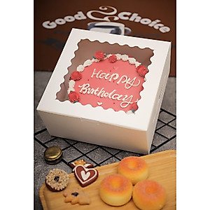 Bakepacker 36pcs 6x6x5 Inches Cake Boxes with Window 18-Packs White Cake Boxes 6 Inch Bakery Boxes (18 Cake Boxes +18 Cake Boards)