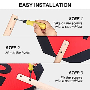 Enjoyist Stop Slow Sign, 13"x 13", Engineer Grade Reflective Aluminum Sign with 14" Wood Handle