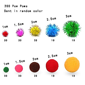 Pipe Cleaners Craft Set with DIY Tutorial, Included 200Pcs Multicolor Pipe Cleaners Chenille Stems, 200Pcs Pom Poms, 200Pcs Self-Sticking Wiggle Googly Eyes, for DIY Art Craft