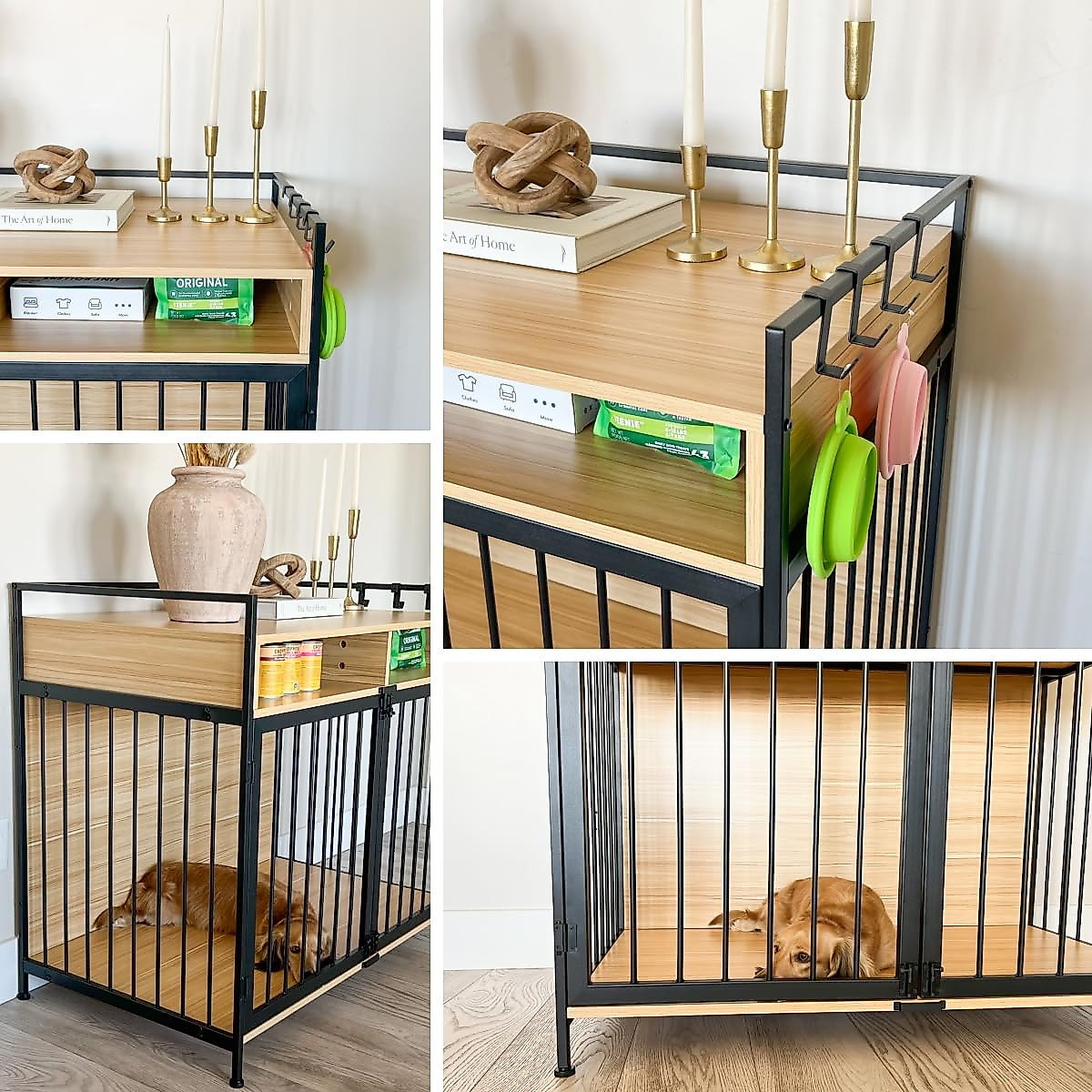 YITAHOME Large Dog Crate, 41" Heavy Duty Dog Kennel with 2 Drawers End Table, Wooden Dog Cage Indoor Dog House Pet Crate Table with Double Doors for Large Medium Small Dogs, Walnut Color