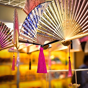 VAPKER 20pcs Deep Pink Tassel Mini Silk Tassels for Craft Jewelry Making Woman, Handmade Soft Ice Silky Tassels with Loops for DIY Projects, Bookmarks(8.5CM/3.5 Inches)