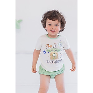 STAR WARS The Child Infant Baby Boys Pullover T-Shirt Diaper Cover and Hat 3 Piece Outfit Set Green/White 18 Months