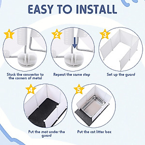 Tioncy 2 Set Stainless Steel Cats Litter Box Extra Large Metal with 2 Scoop, 12 Splash Guard and 2 Mat, Never Absorbs Odor, Easy Clean, 23.6 x 15.7 x 5.9 Inches