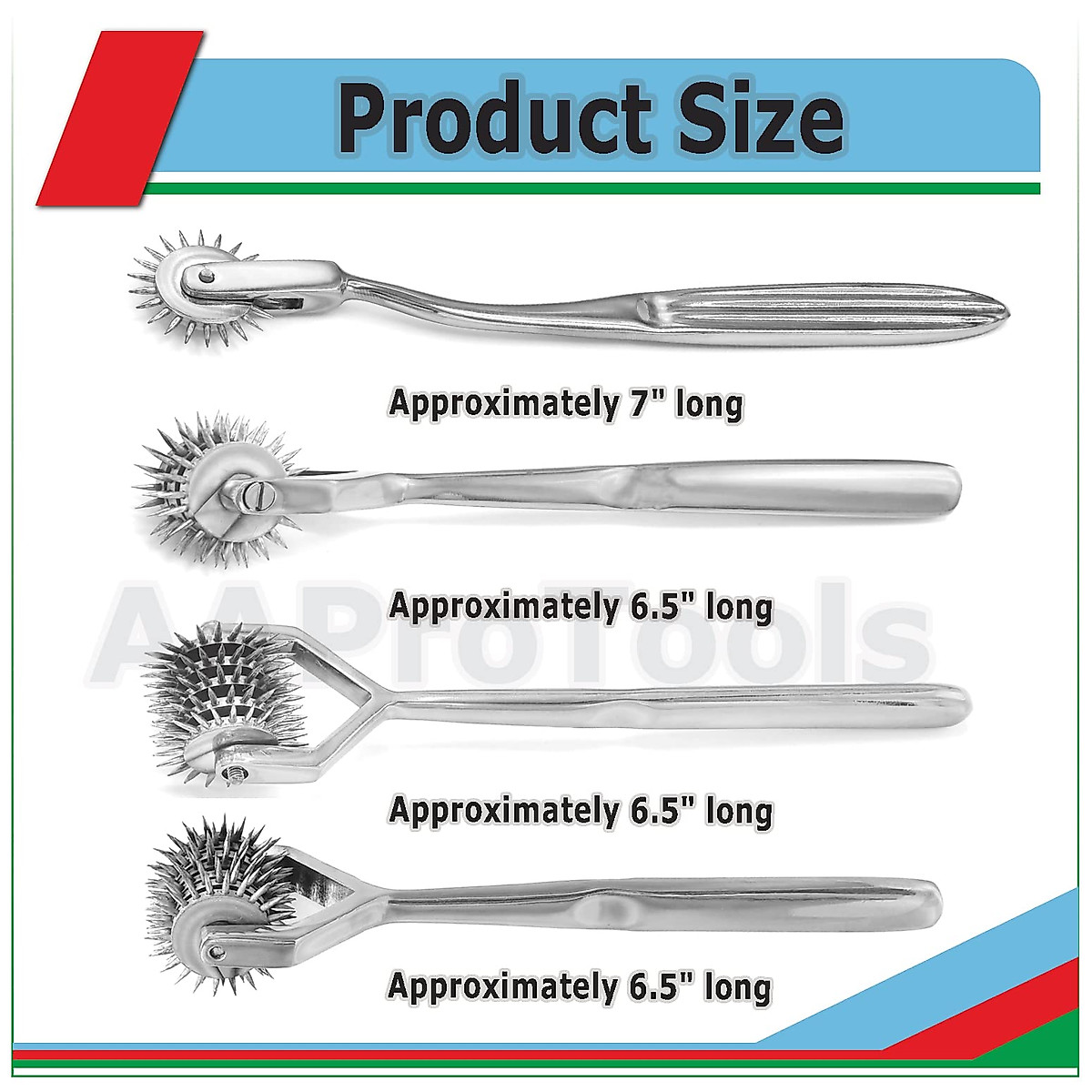 AAProTools Special Edition Pinwheel WARTENBERG Neurological Sensory Diagnostic, 1,3,5,7 Set with Case