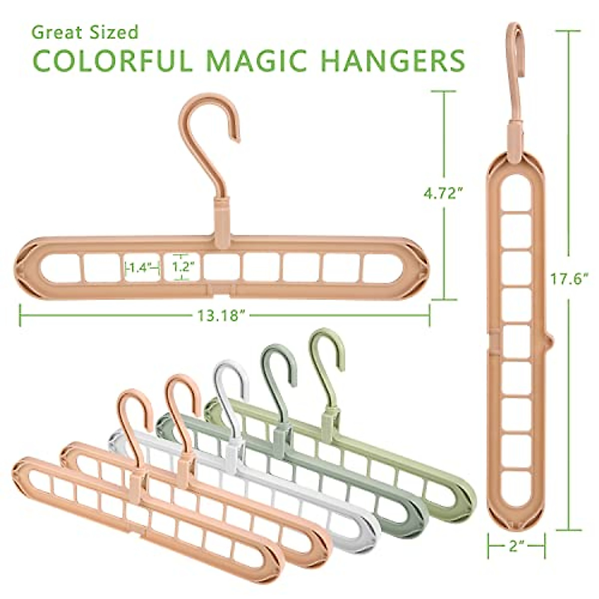 Closet Organizers and Storage,5 Pack Sturdy Closet Organizer Hangers,Closet Storage,Closet Organization,Magic Space Saving Hanger with 9-Holes for Wardrobe Clothes,Shirts,Pants,Dresses