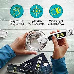 Professional TDS ppm Conductivity Meter - Quick and Easy EC TDS and Temperature Test Pen | 0-9999 ppm with ± 2% Accuracy | Perfect 3-in-1 Tester For Ro Water Aquarium Hydroponics Coffee Pool etc.