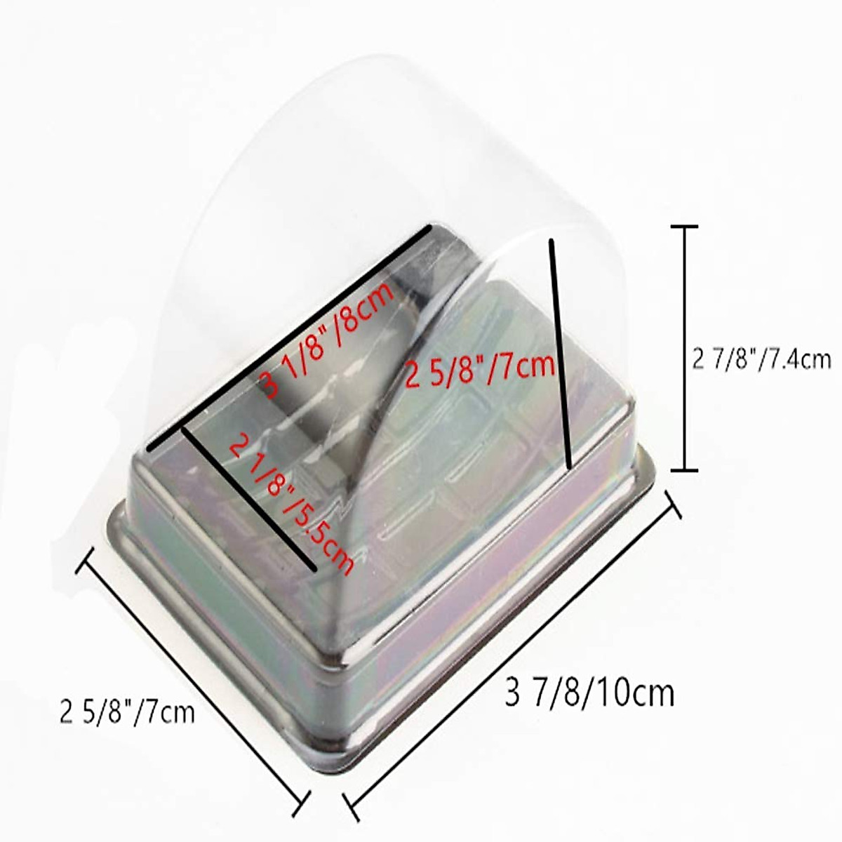 XIZHI 50 Pcs Roll Cake Box Set Single Personal Swiss Roll Container and 50 stickers,Clear Dome Plastic Muffin Cheese Pastry Dessert Sushi Fruits Display Food Storage Holder，Brown