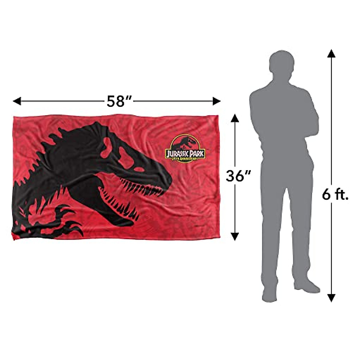 Trevco Jurassic Park 25Th Anniversary Silky Touch Super Soft Throw Blanket 36" x 58"