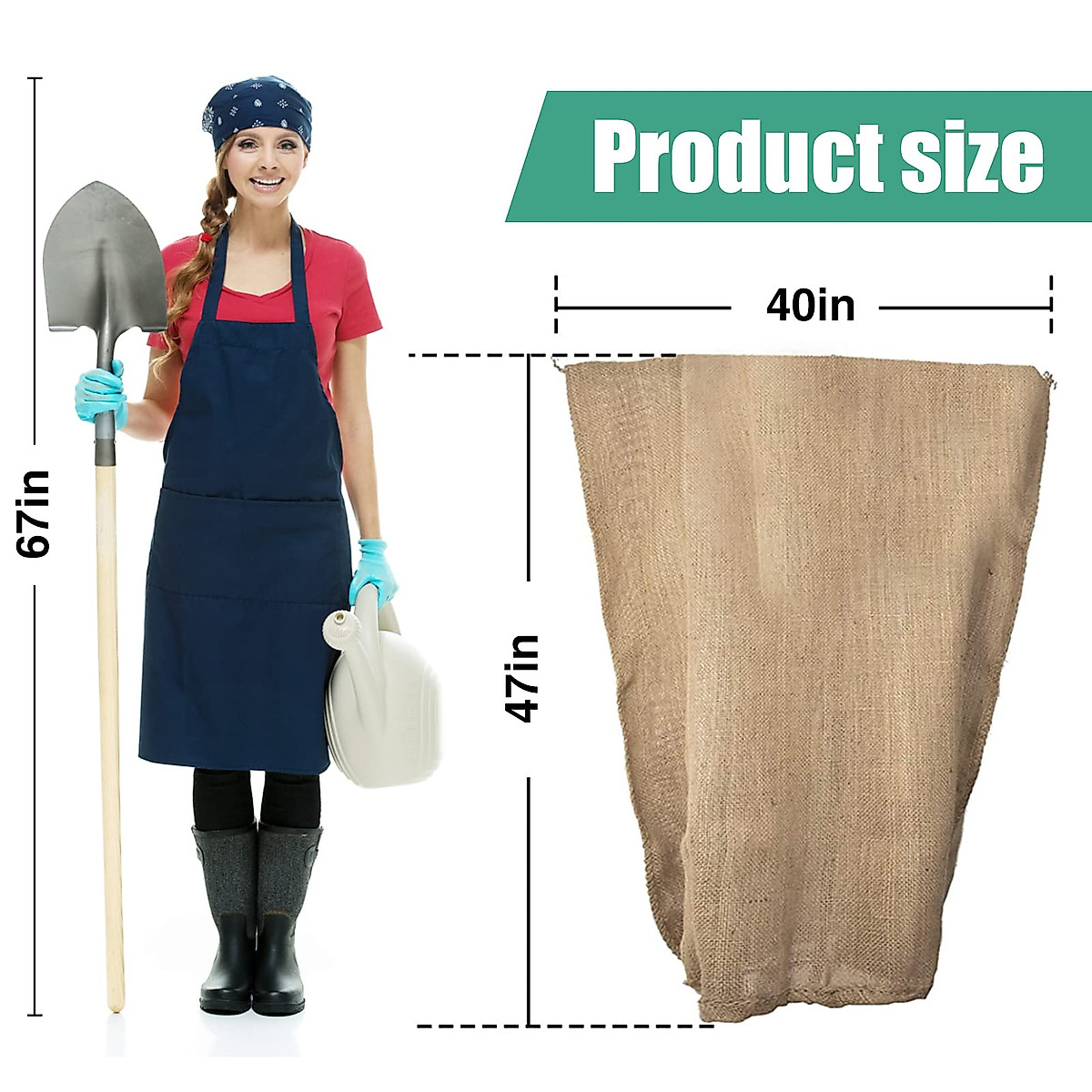 40 × 47 Inch Burlap Winter Plant Cover Bags- Large Size Plant Frost Protector with Drawstring Reusable Plant Covers Freeze Protection Tree Freeze Blanket for Outdoor Garden Plants from Animal Eating