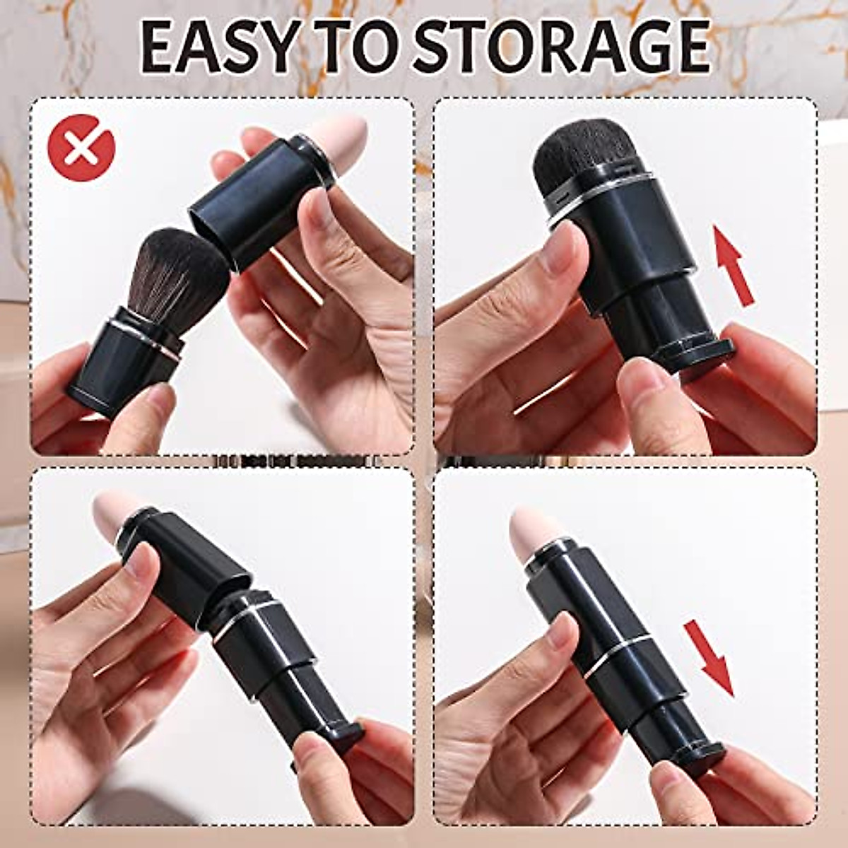 BS-MALL Makeup Brush Set Travel Premium Synthetic Foundation Powder Concealers Eye shadows Blush Makeup Brushes Purse Size With Case (Black)