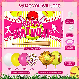 43Pcs Softball Birthday Party Decorations Large Softball Happy Birthday Banner and 42Pcs Softball Party Balloons Garland Kit for Girls Kids Teens Sport Themed Christmas Holiday Birthday Party Supplies