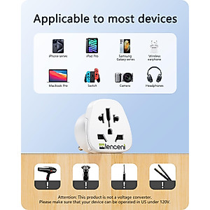 LENCENT World to US Plug Adapter, [2 Packs] European EU Europe/UK/Australia/China/Italy to USA American Outlet Power Adaptor Travel Plug Converter