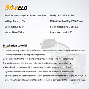 STARELO L5-30P Power Inlet Box + L5-30C Locking Female Plug Box.