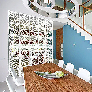 Lucky Monet 12Pcs Hanging Room Divider Panels Decorative Room Separator White Wall Partition Privacy Screen Indoor for Bedroom Dining Hotel Restaurant - White Flower