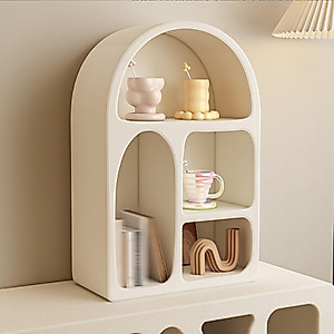 SUNHIPPIE Arched Wall Shelf, Floating Cabinet for Wall, Open Coffee Display Shelving, Countertop Storage Cabinet, Desk Shelf Organizer, Wooden Bathroom Wall Shelf Storage Rack(Large)